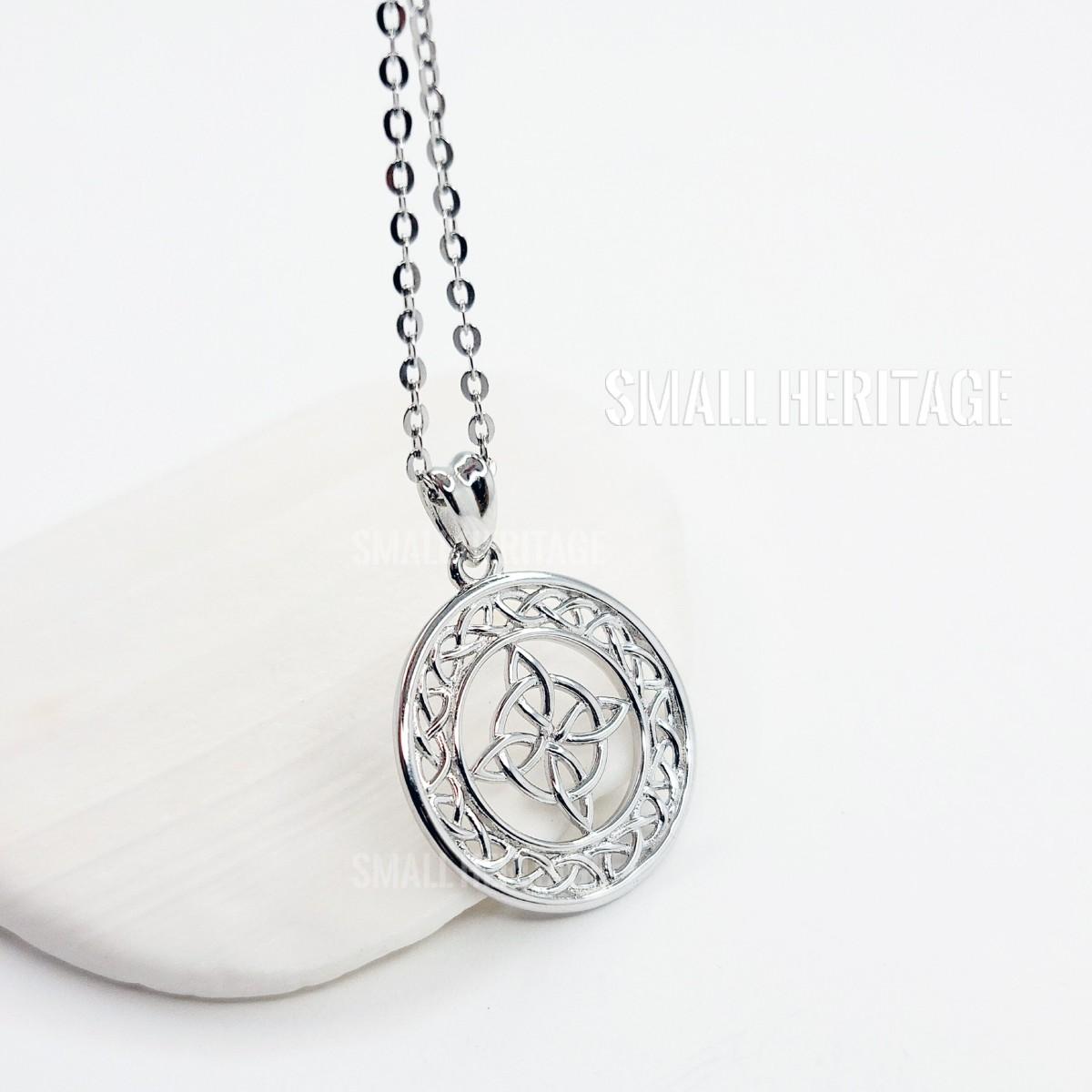 Celtic Knot Necklace 925 Sterling Silver Irish Good Luck Amulet