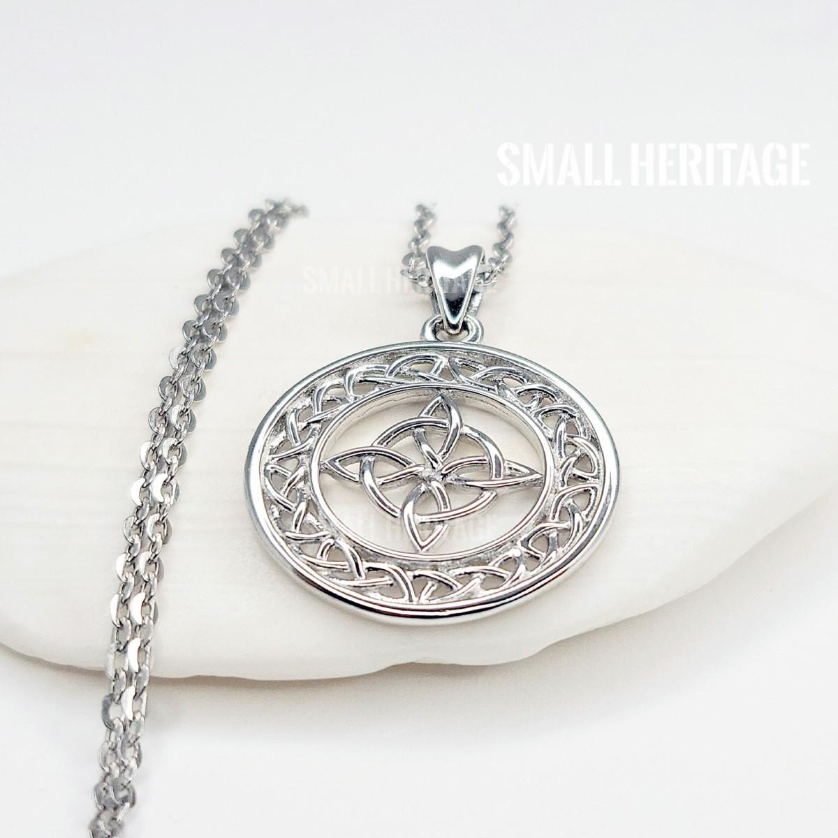 Celtic Knot Necklace 925 Sterling Silver Irish Good Luck Amulet