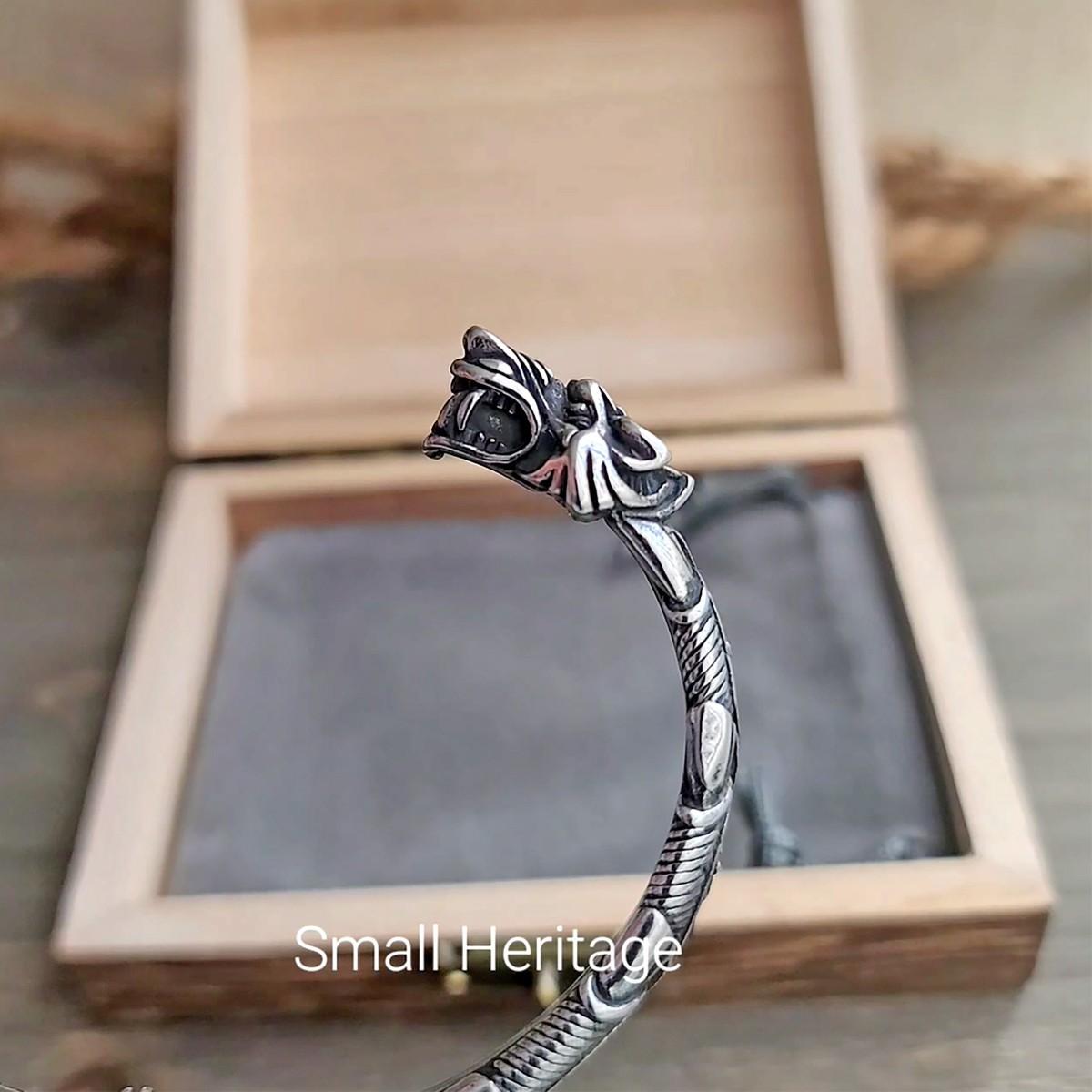 Men Viking Wolf Head Cuff Stainless Steel Bracelet