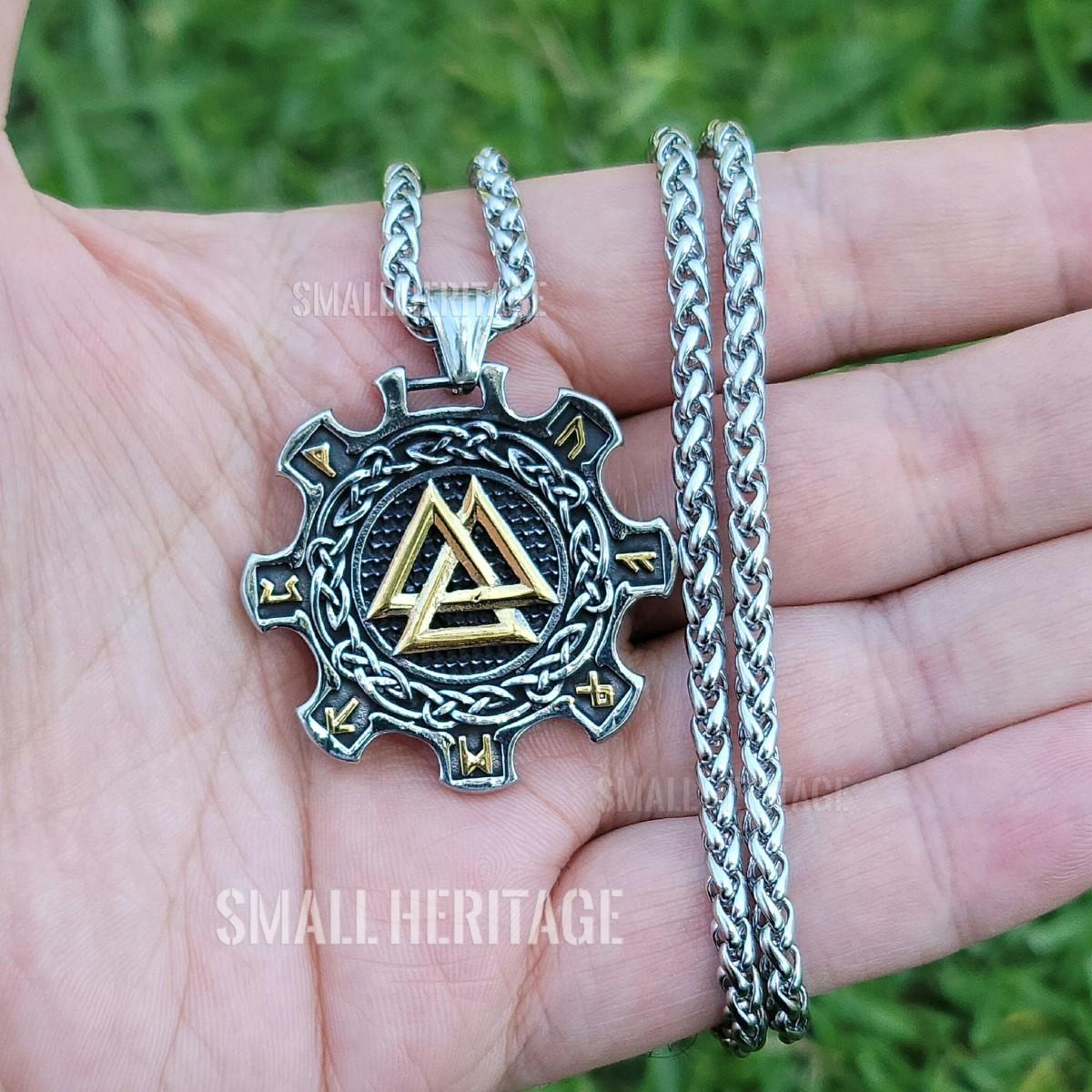 Norse Vegvisir Valknut Necklace Viking Stainless Steel Pendant