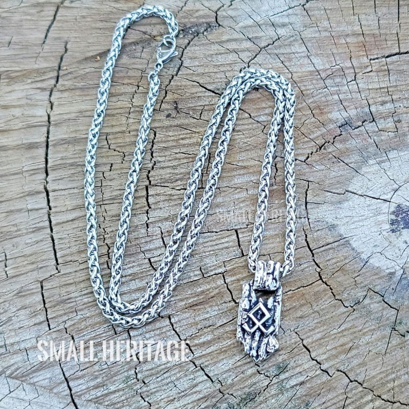 Viking Odal Rune Necklace Stainless Steel Nordic Othala Amulet