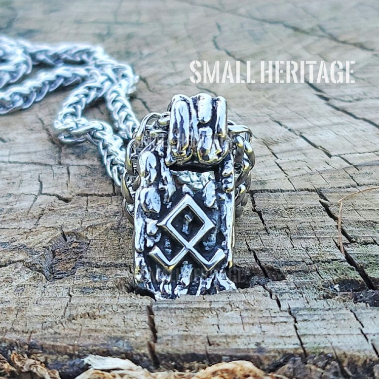 Viking Odal Rune Necklace Stainless Steel Nordic Othala Amulet
