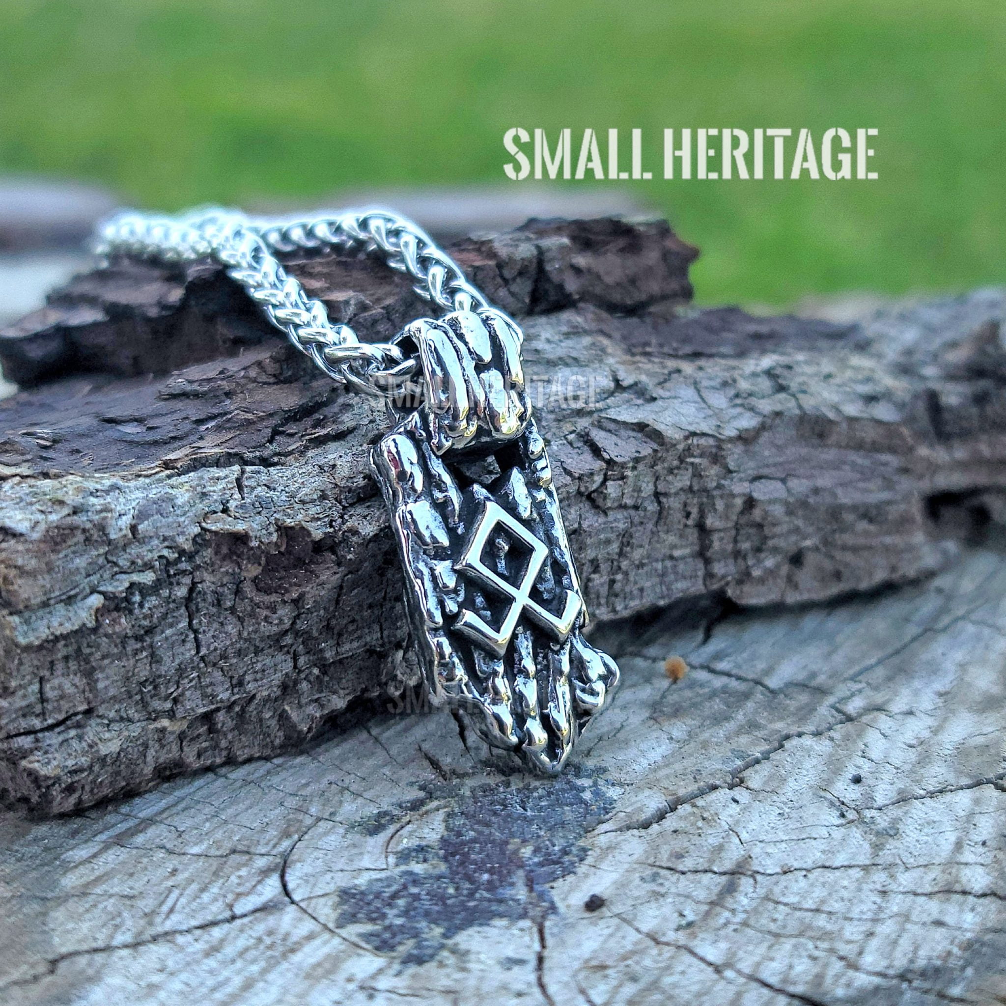 Viking Odal Rune Necklace Stainless Steel Nordic Othala Amulet