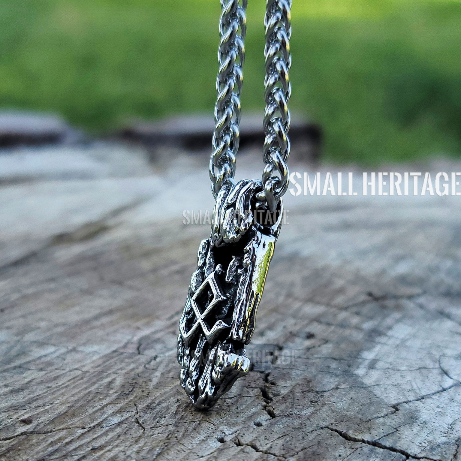 Viking Odal Rune Necklace Stainless Steel Nordic Othala Amulet