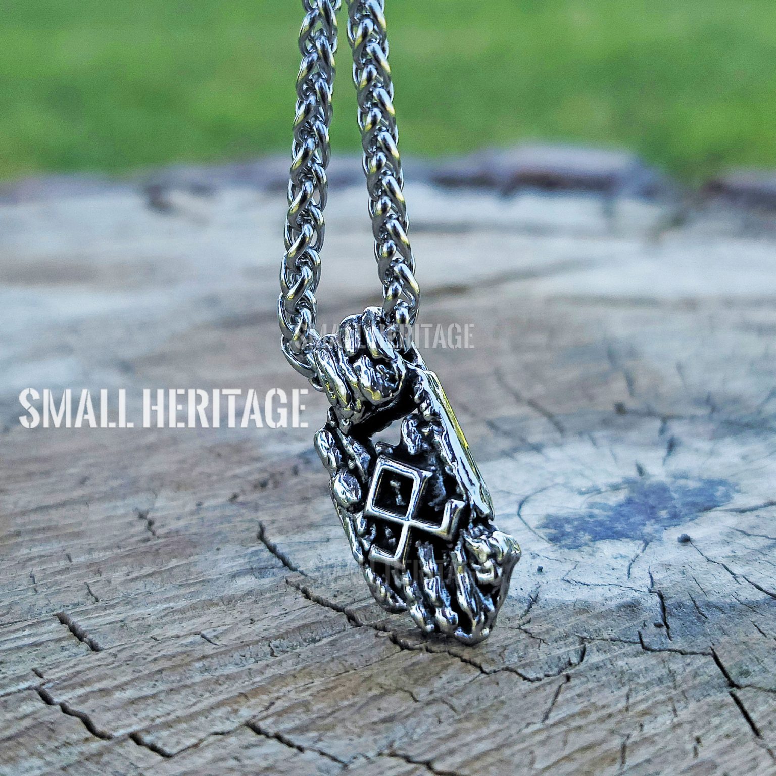 Viking Odal Rune Necklace Stainless Steel Nordic Othala Amulet