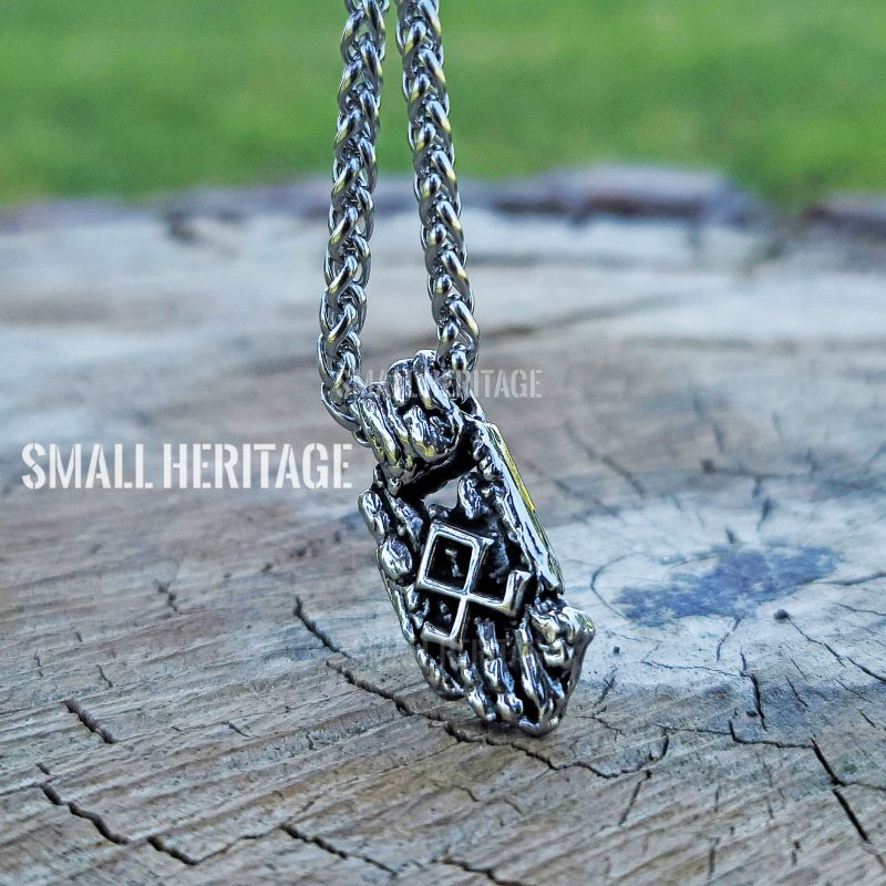 Viking Odal Rune Necklace Stainless Steel Nordic Othala Amulet