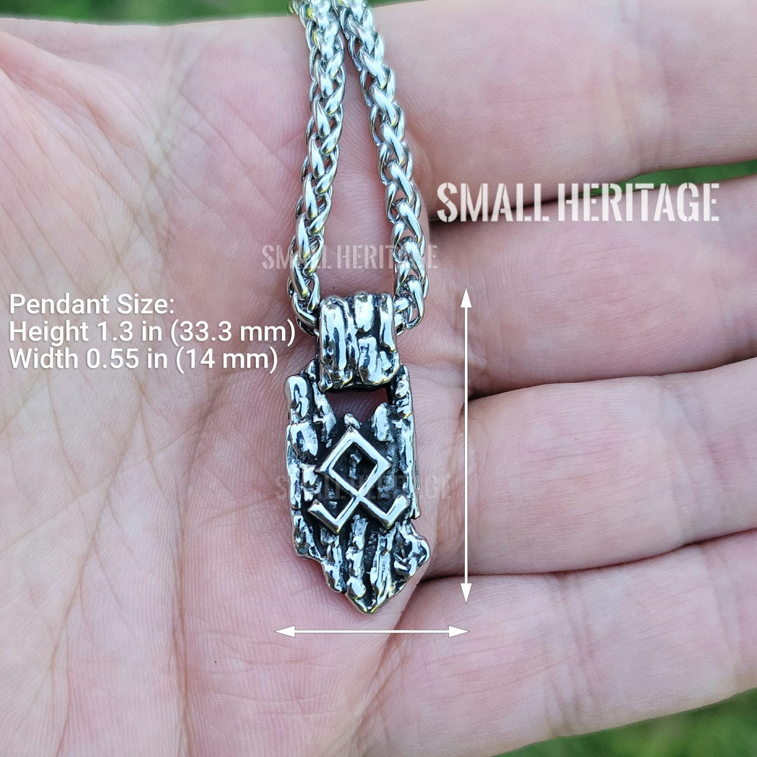 Viking Odal Rune Necklace Stainless Steel Nordic Othala Amulet