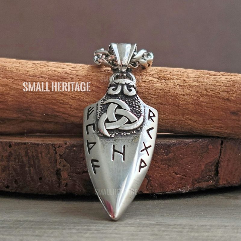 Viking Spear Necklace Stainless Steel Pendant Chain Amulet
