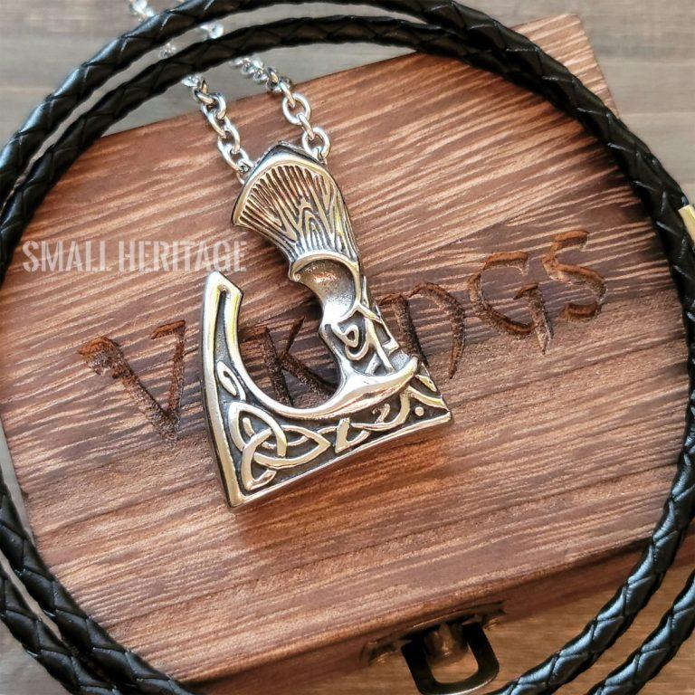 Viking Axe Necklace Stainless Steel Pendant Chain Rope Odin Thor Norse