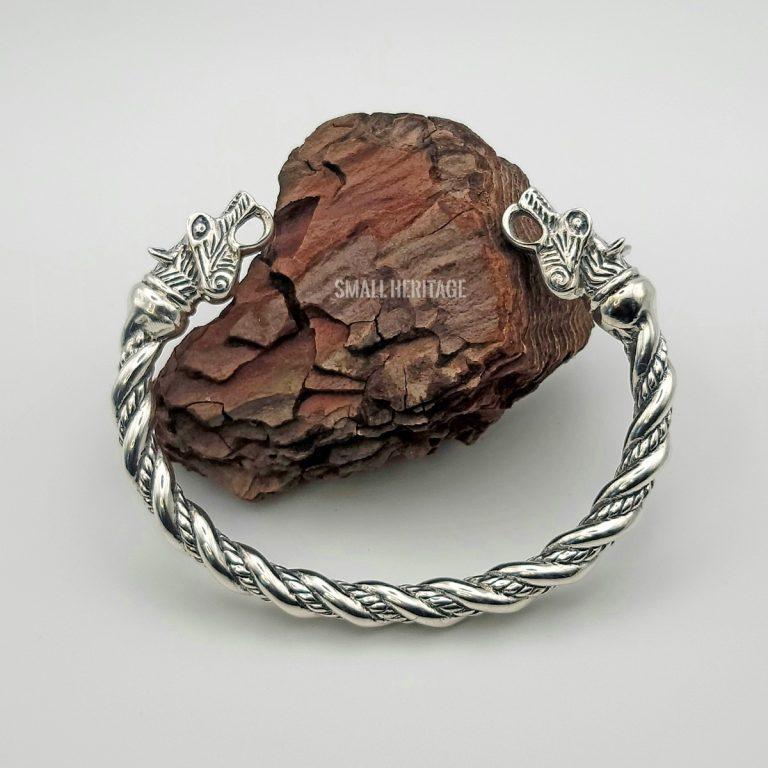 Small Heritage 925 Sterling Silver Viking Cuff Norse Bracelet