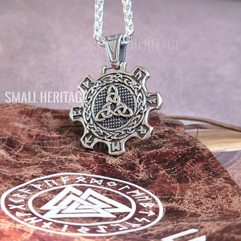 Norse Vegvisir Valknut Necklace Viking Stainless Steel Pendant