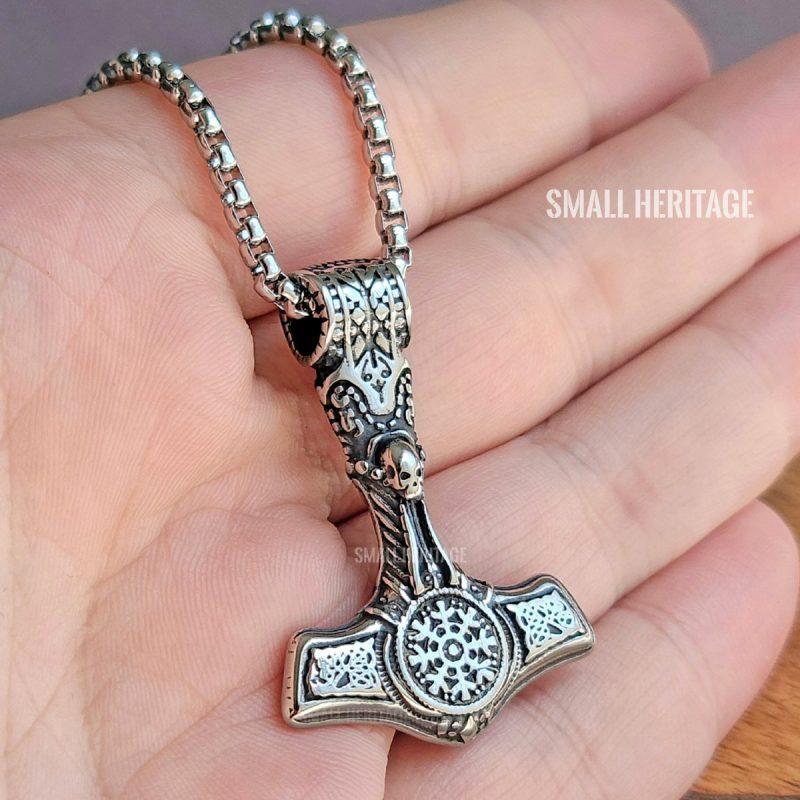 Viking Mjolnir Necklace Norse Vegvisir