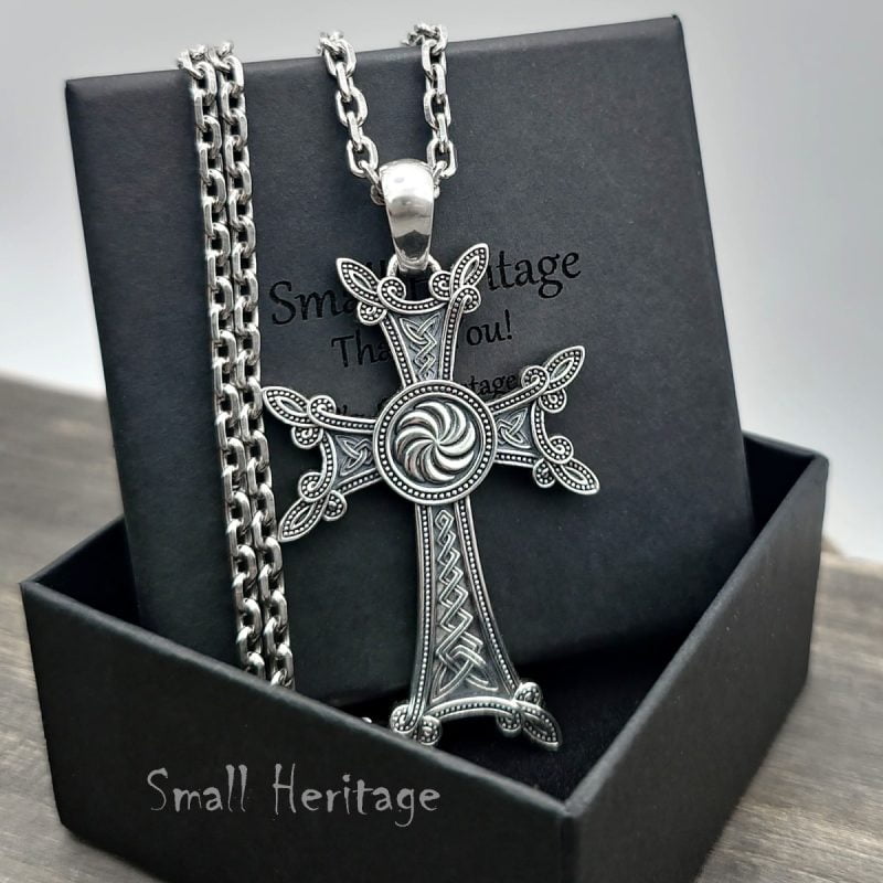 Eternity Cross Necklace Armenian Pendant 925 Sterling Silver