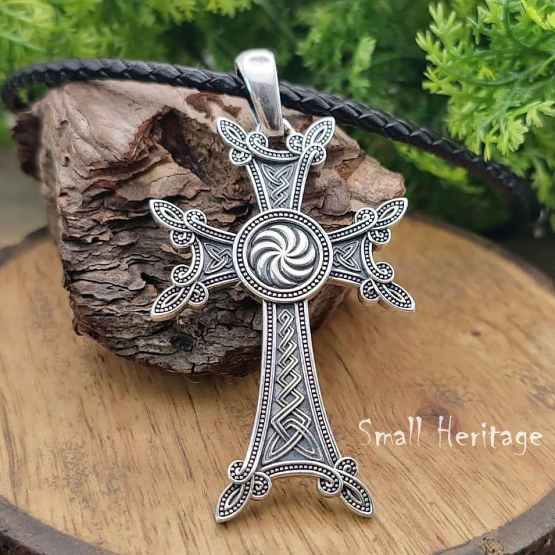 Eternity Cross Necklace Armenian Pendant 925 Sterling Silver